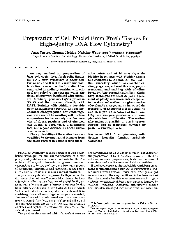 (PDF) Preparation of cell nuclei from fresh tissues for high-quality ...