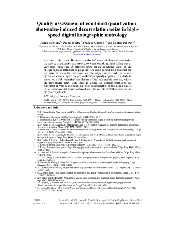 (PDF) Quality assessment of combined quantization-shot-noise-induced ...
