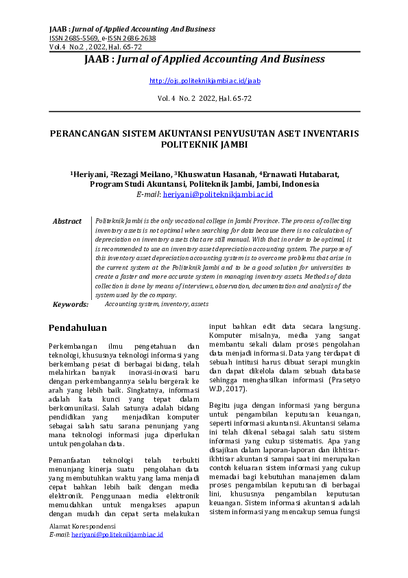 (PDF) Perancangan Sistem Akuntansi Penyusutan Aset Inventaris ...