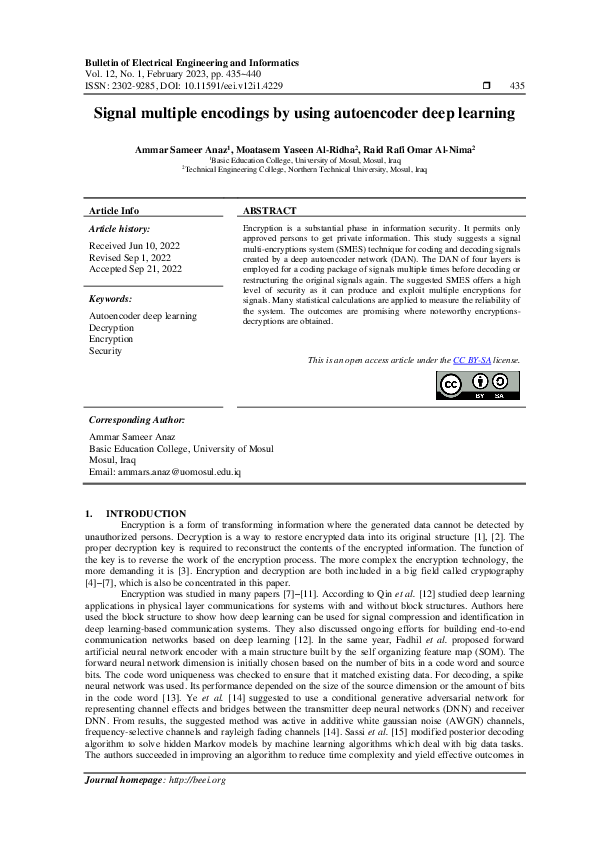 (PDF) Signal multiple encodings by using autoencoder deep learning ... (PDF) Signal multiple encodings by using autoencoder deep learning ...