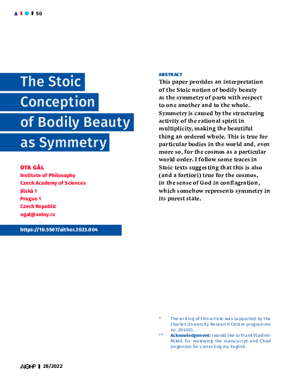 (PDF) The Stoic Conception of Bodily Beauty as Symmetry