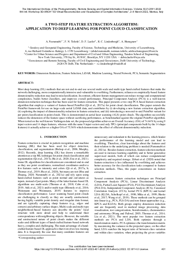 Pdf A Two Step Feature Extraction Algorithm Application To Deep