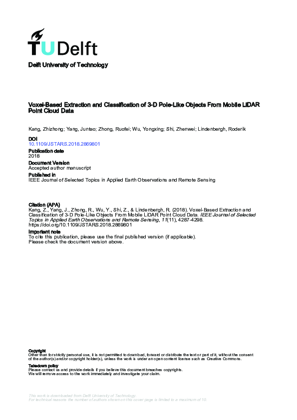 Pdf Voxel Based Extraction And Classification Of 3 D Pole Like Objects From Mobile Lidar Point