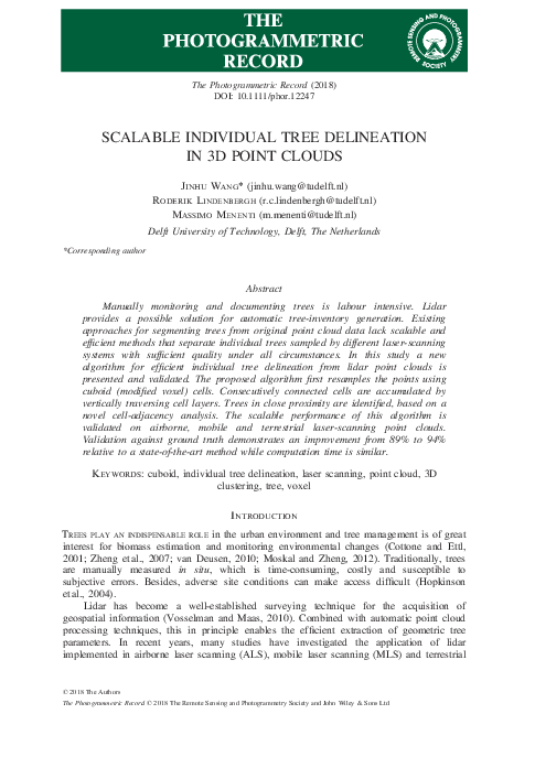 (PDF) Scalable individual tree delineation in 3D point clouds