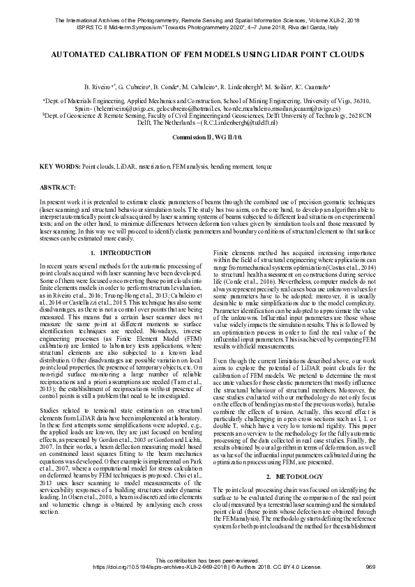 Pdf Automated Calibration Of Fem Models Using Lidar Point Clouds