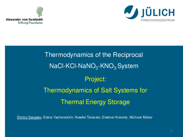 (PDF) Thermodynamics of the reciprocal NaCl–KCl–NaNO3–KNO3 system