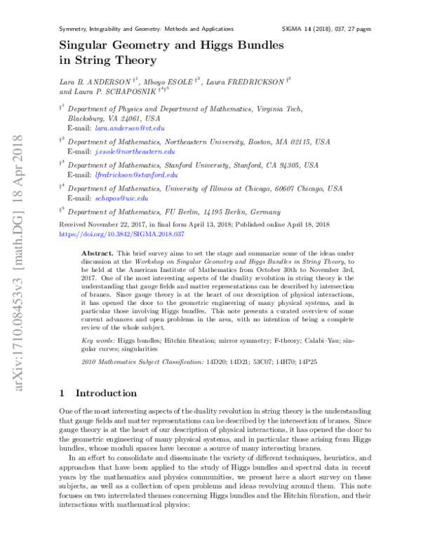 (PDF) Singular Geometry and Higgs Bundles in String Theory