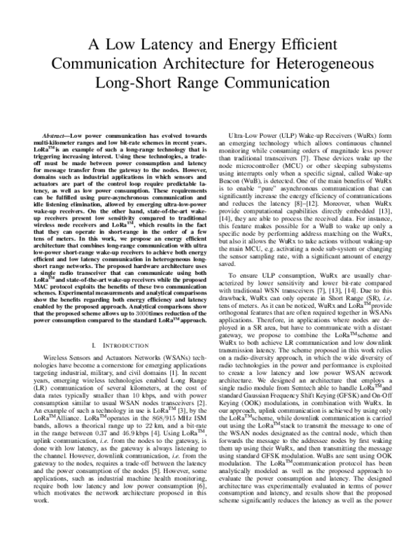 Pdf A Low Latency And Energy Efficient Communication Architecture For Heterogeneous Long Short
