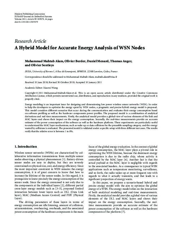 (PDF) A hybrid model for accurate energy analysis of WSN nodes