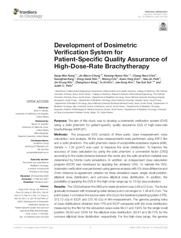 (PDF) Development of Dosimetric Verification System for Patient ...