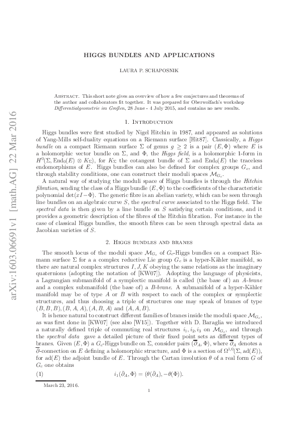 (PDF) Higgs bundles and applications