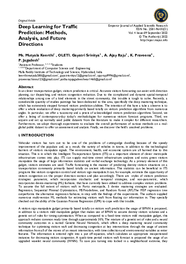 Pdf Deep Learning For Traffic Prediction Methods Analysis And