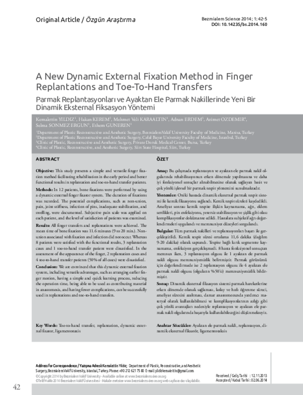 (PDF) A New Dynamic External Fixation Method in Finger Replantations ...