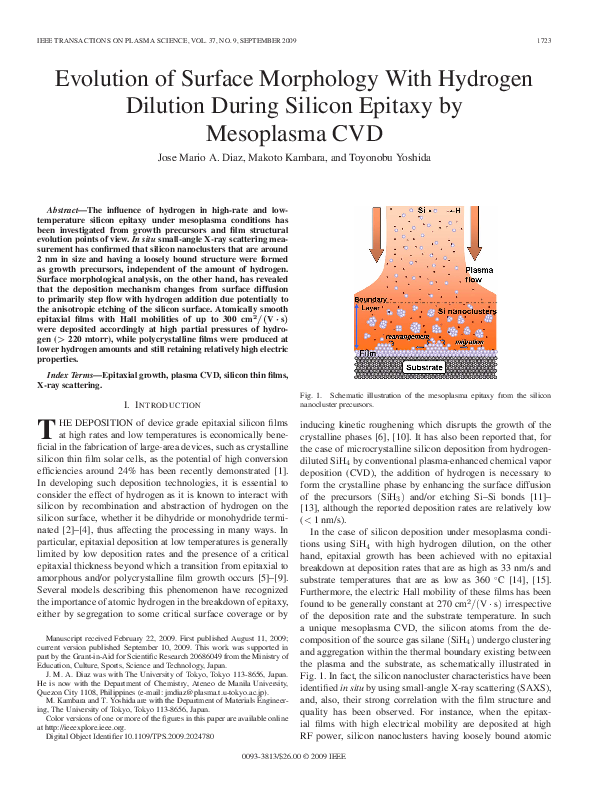 (PDF) Evolution of Surface Morphology With Hydrogen Dilution During ...