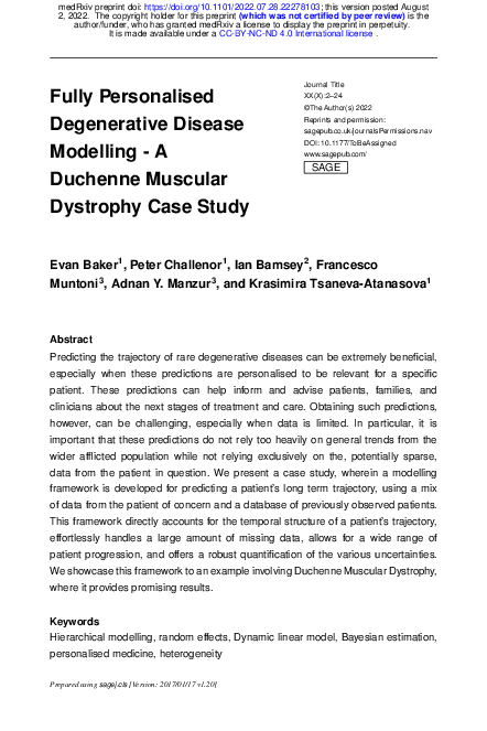 (PDF) Fully Personalised Degenerative Disease Modelling - A Duchenne ...
