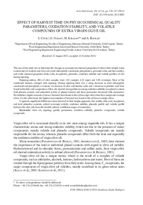 (PDF) Effect of harvest time on physicochemical quality parameters ...