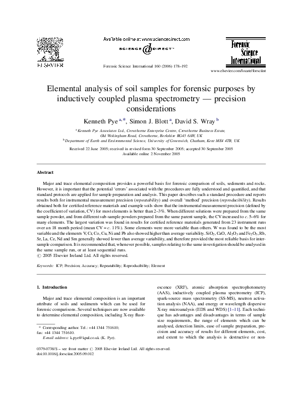 (PDF) Elemental analysis of soil samples for forensic purposes by inductively coupled plasma ...