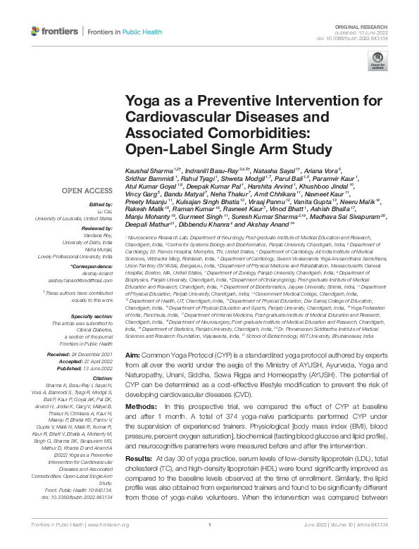 (PDF) Yoga as a Preventive Intervention for Cardiovascular Diseases and ...