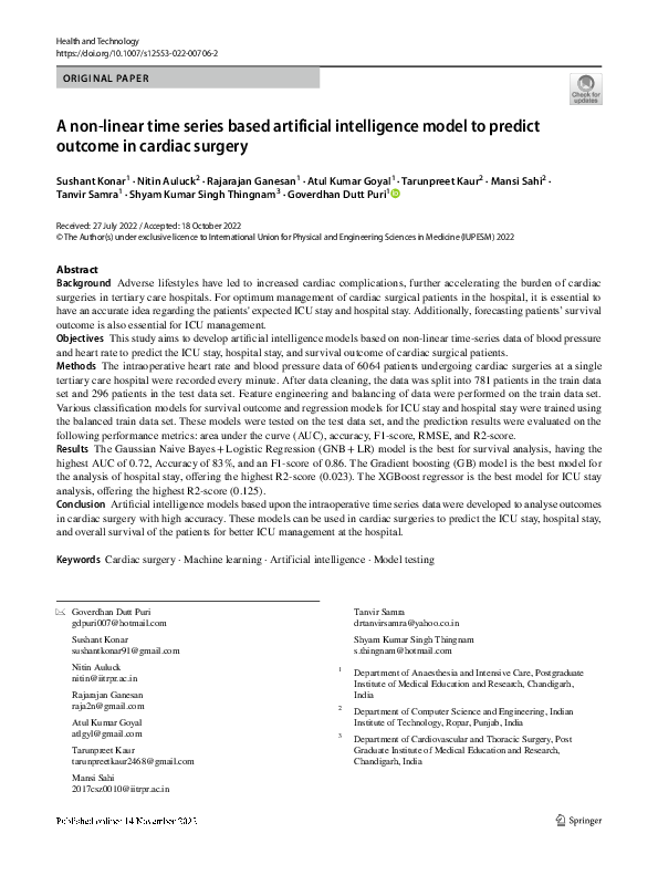 Pdf A Non Linear Time Series Based Artificial Intelligence Model To