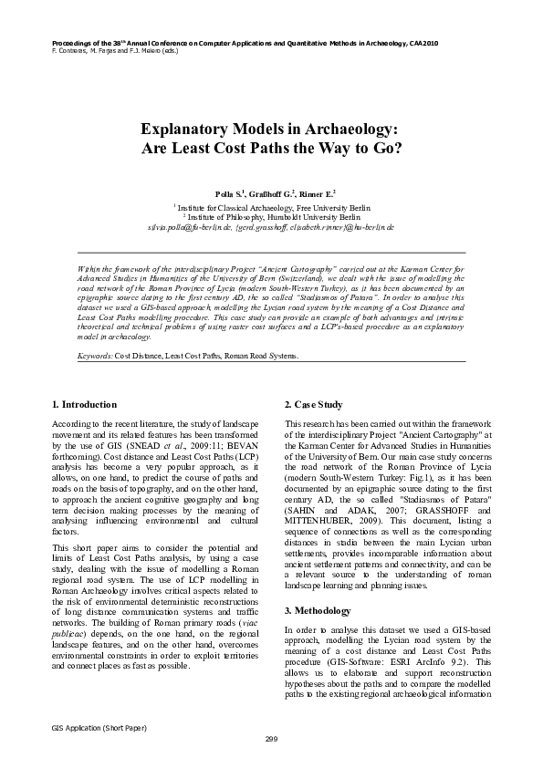 (PDF) Explanatory Models in Archaeology: Are Least Cost Paths the Way ...
