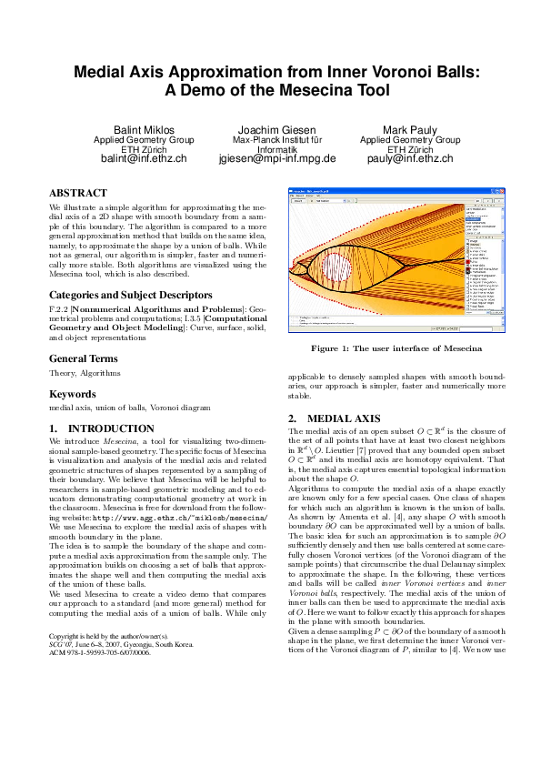 (PDF) Medial axis approximation from inner Voronoi balls