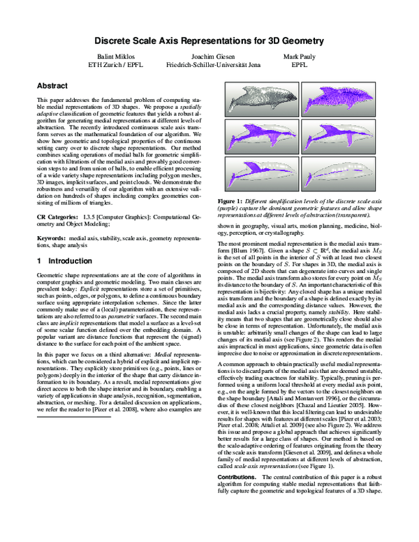 (PDF) Discrete scale axis representations for 3D geometry