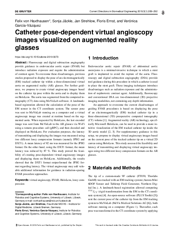 (PDF) Catheter pose-dependent virtual angioscopy images visualized on ...