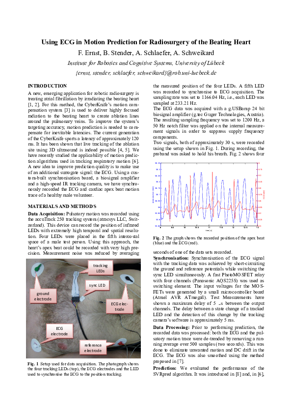 Pdf Using Ecg In Motion Prediction For Radiosurgery Of The Beating