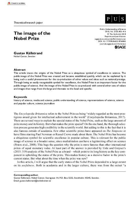 (PDF) The image of the Nobel Prize