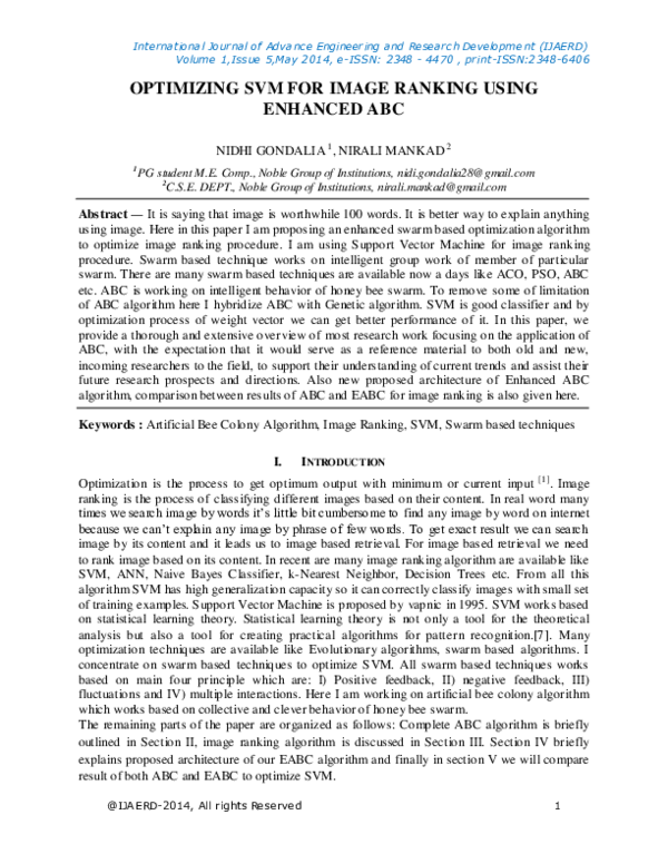 (PDF) Enhanced ABC for Optimizing SVM Image Ranking