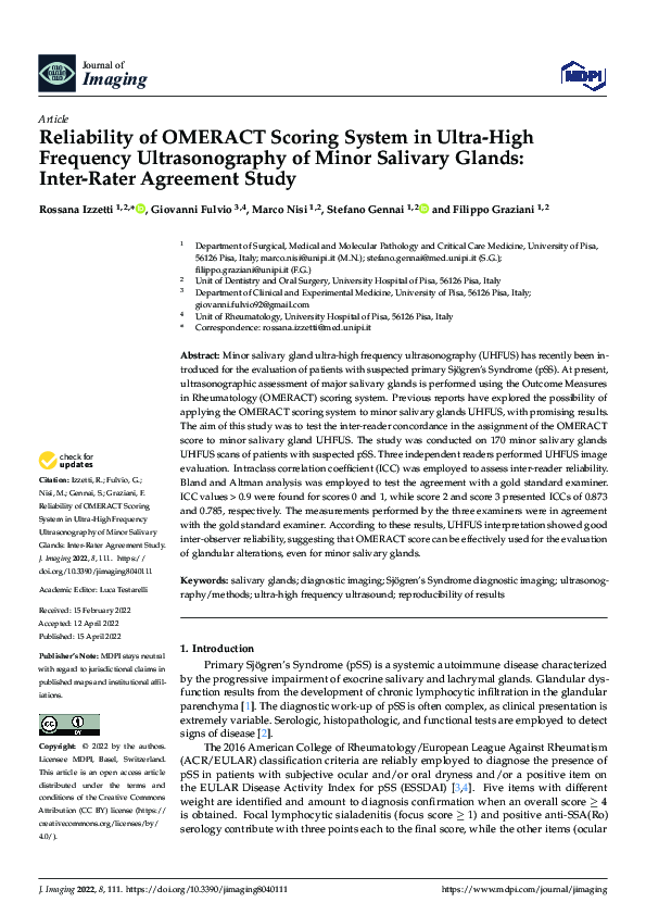 (PDF) Reliability of OMERACT Scoring System in Ultra-High Frequency ...