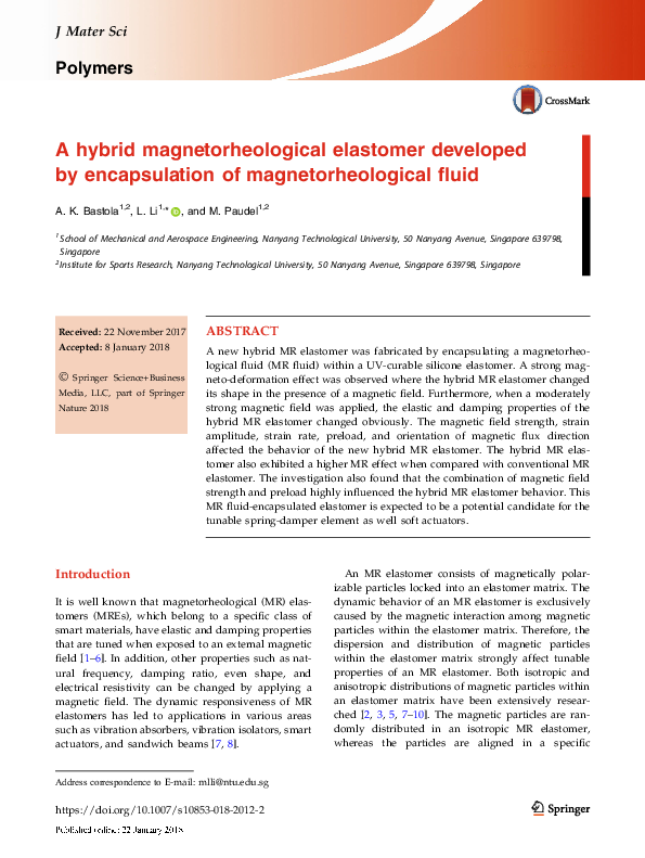 (PDF) A hybrid magnetorheological elastomer developed by encapsulation ...