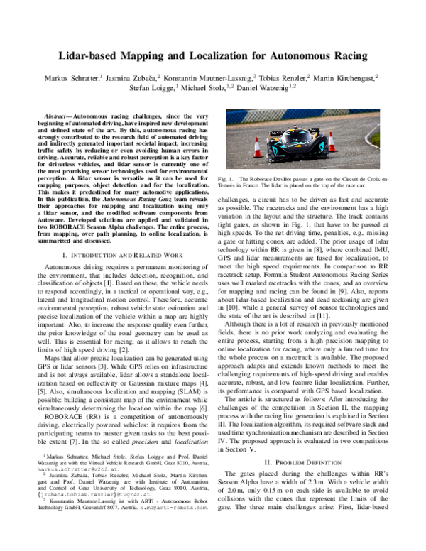 (PDF) Lidar-based Mapping and Localization for Autonomous Racing | Jasmina Zubača - Academia.edu
