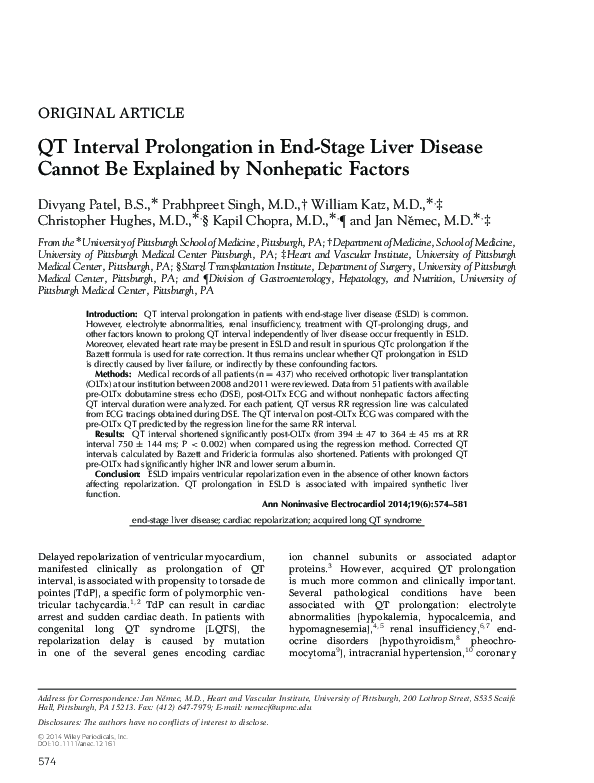 (PDF) QT Interval Prolongation in End-Stage Liver Disease Cannot Be ...