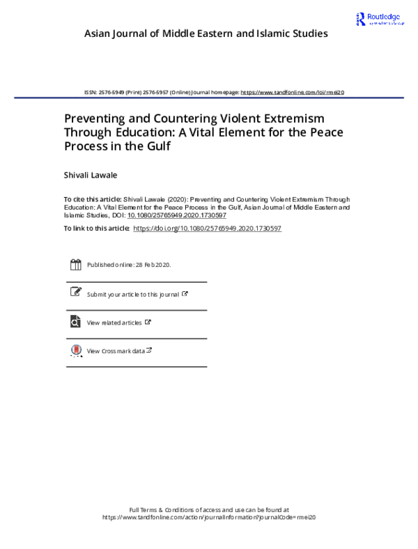 (PDF) Preventing and Countering Violent Extremism Through Education: A ...