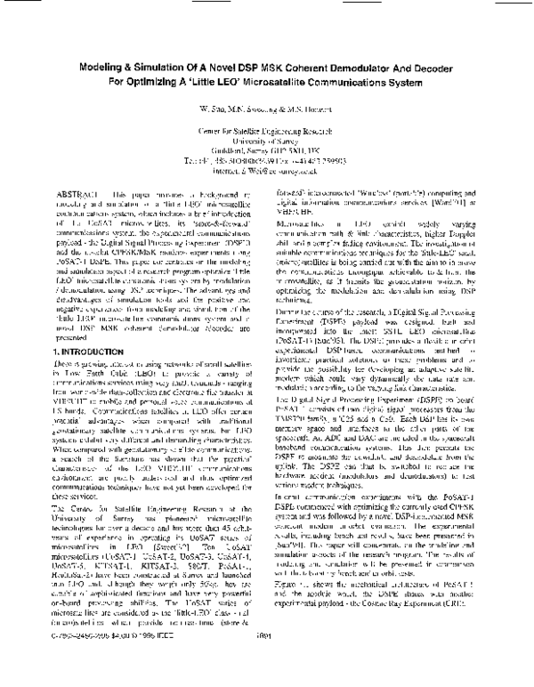 (PDF) Modeling and simulation of a novel DSP MSK coherent demodulator ...