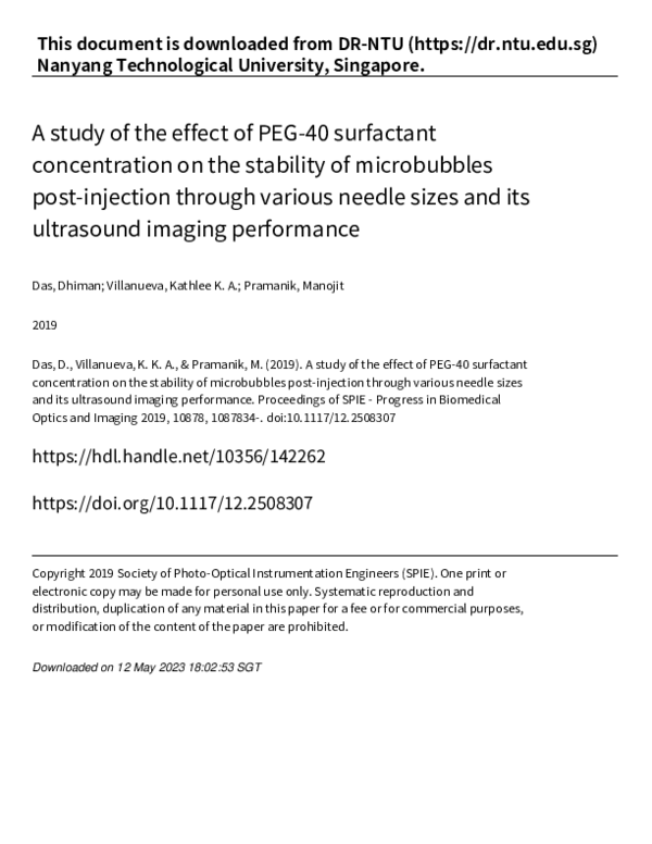 (PDF) A study of the effect of PEG-40 surfactant concentration on the ...