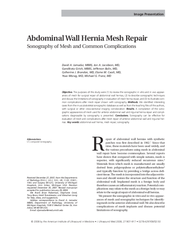 (PDF) Abdominal Wall Hernia Mesh Repair