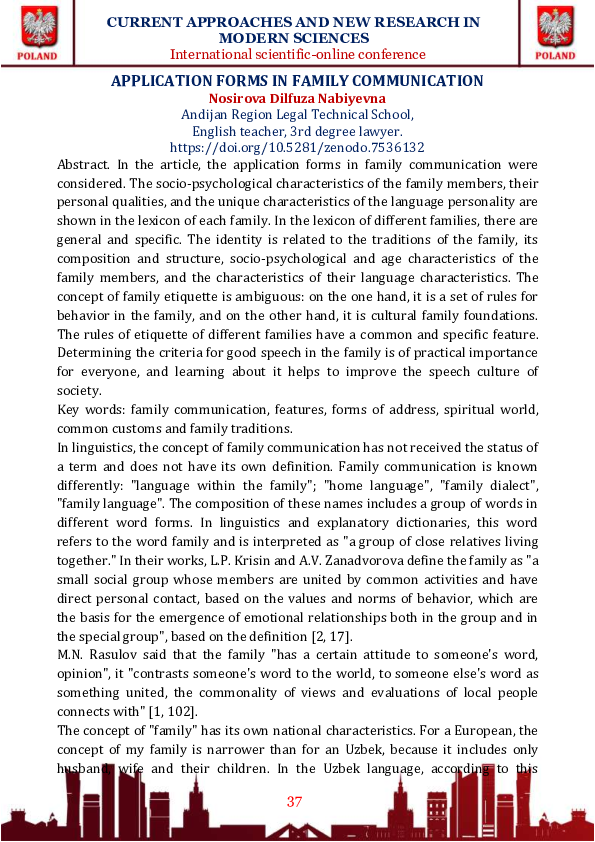 (PDF) Application Forms in Family Communication