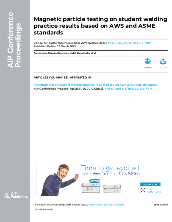 (PDF) Magnetic particle testing on student welding practice results ...