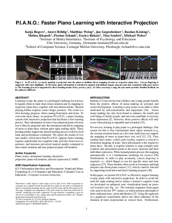 (PDF) P.I.A.N.O.: Faster Piano Learning with Interactive Projection