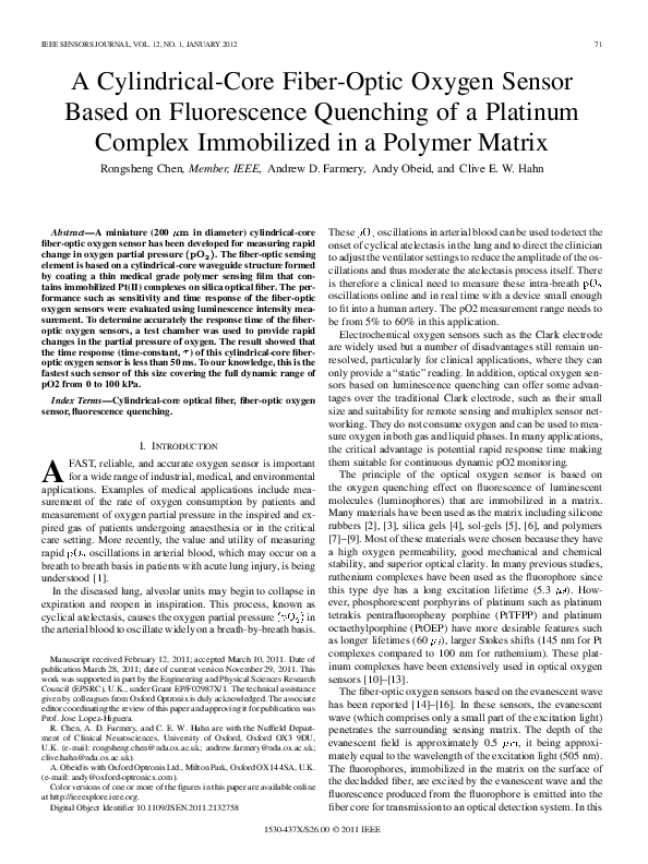 (PDF) A Cylindrical-Core Fiber-Optic Oxygen Sensor Based on ...