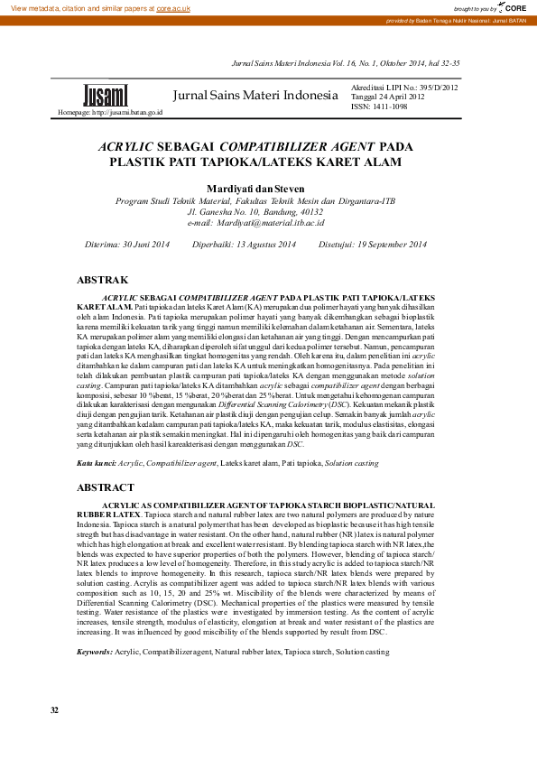 (PDF) Acrylic Sebagai Compatibilizer Agent Pada Plastik Pati Tapioka ...