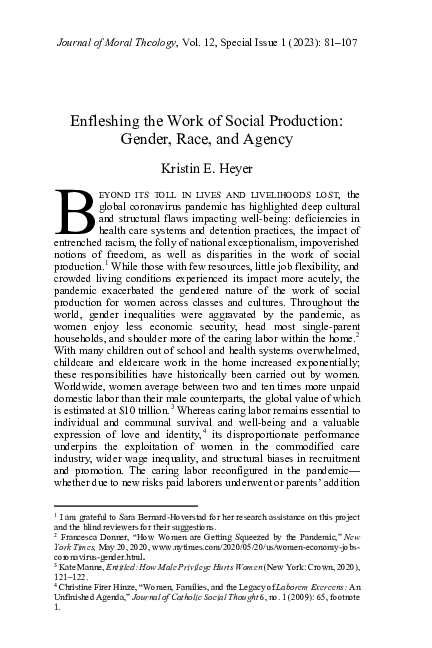 (PDF) Enfleshing the Work of Social Production: Gender, Race, and Agency