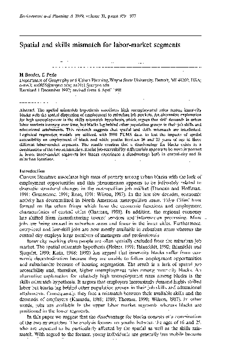 (PDF) Spatial and Skills Mismatch for Labor-Market Segments