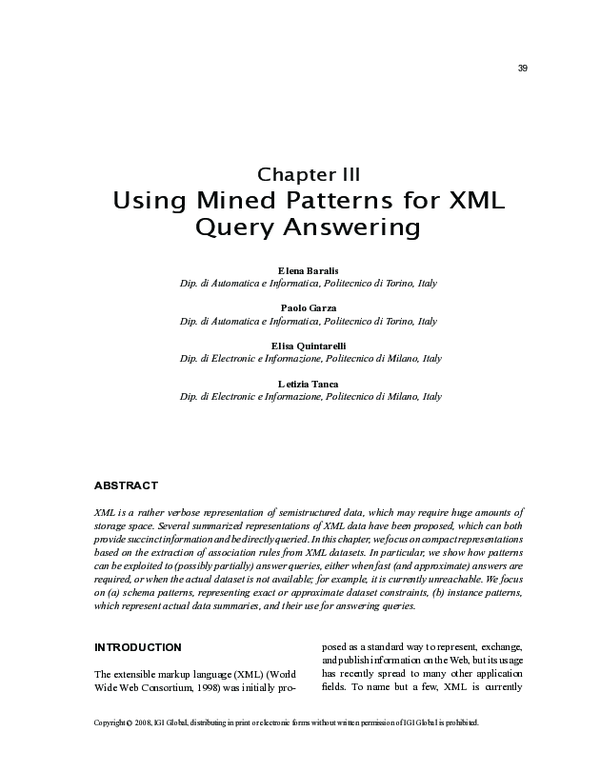 (PDF) Using Mined Patterns for XML Query Answering
