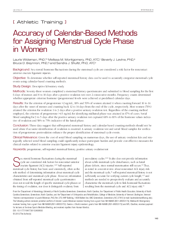 (PDF) Accuracy of Calendar-Based Methods for Assigning Menstrual Cycle Phase in Women