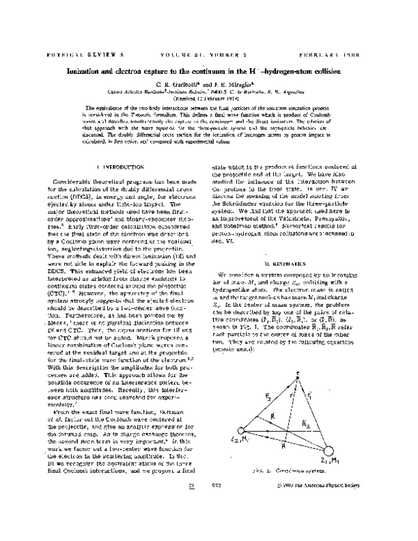 (PDF) Ionization and electron capture to the continuum in theH+-hydrogen-atom collision | Carlos ...