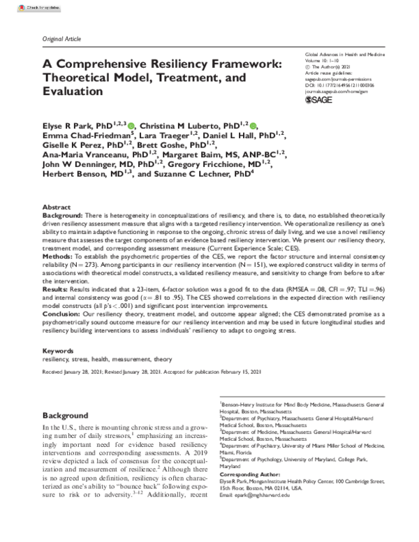 (PDF) A Comprehensive Resiliency Framework: Theoretical Model, Treatment, and Evaluation ...