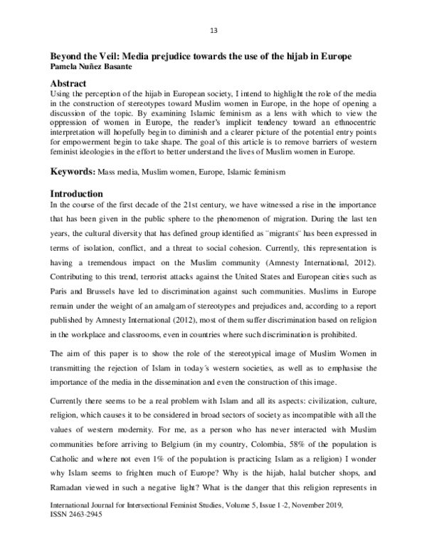 (PDF) Beyond the Veil: Media prejudice towards the use of the hijab in ...